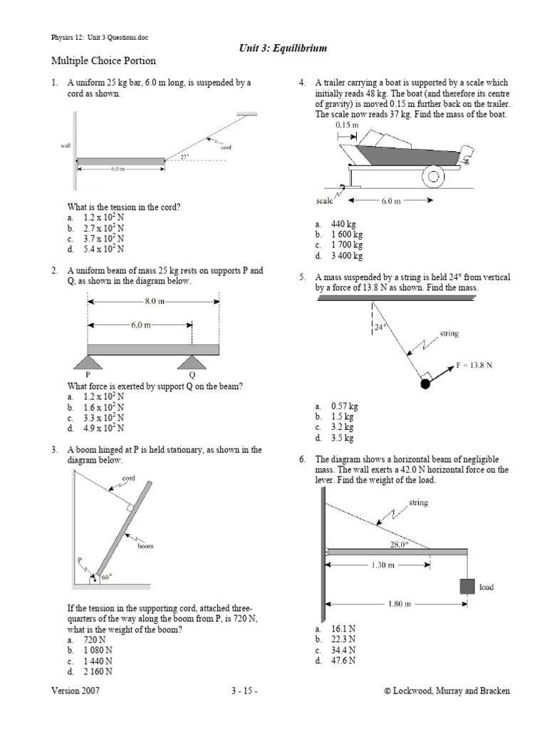 unit_3_questions | PDF | Force | Tension (Physics)