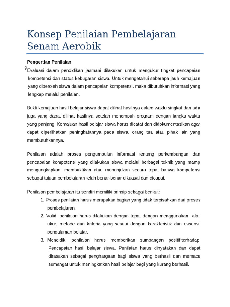 5_Konsep Penilaian Pembelajaran Senam Aerobik | PDF