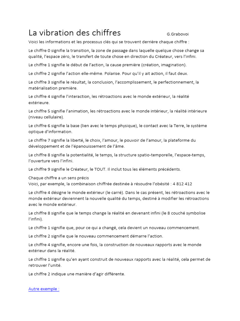 La Vibration Des Chiffres | PDF | Infini