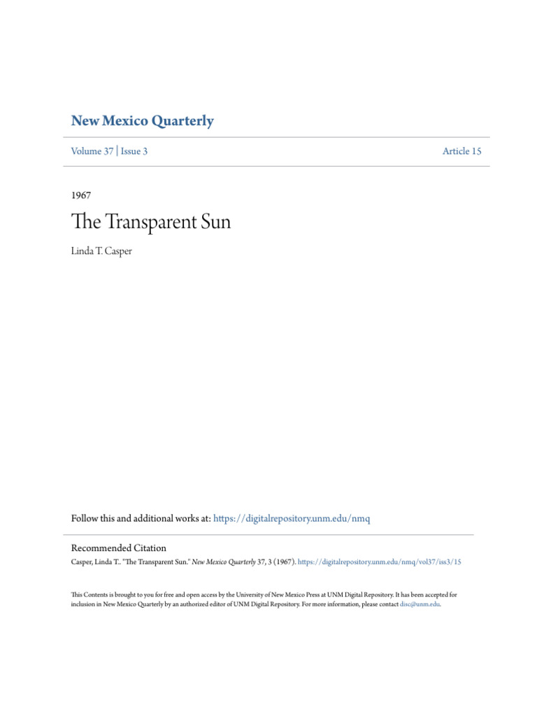 The Transparent Sun | PDF