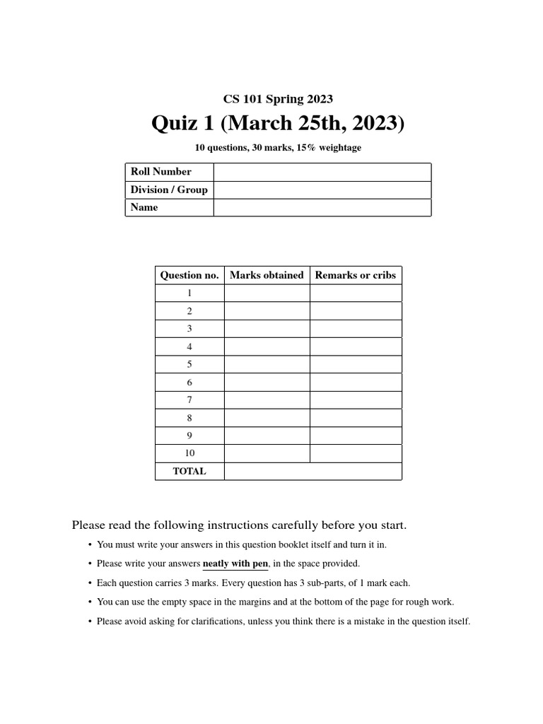 Written Quizzes Solutions Spring | PDF | Integer (Computer Science ...