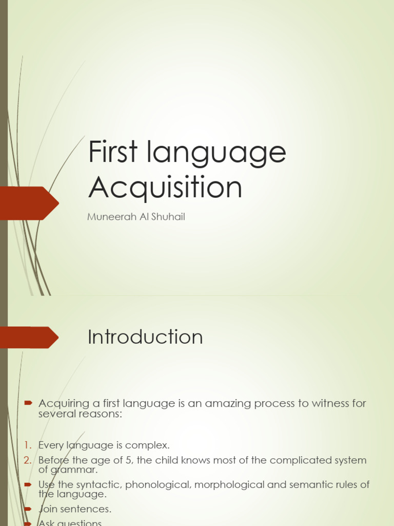 First Language Acquisition | PDF | Speech | Language Acquisition