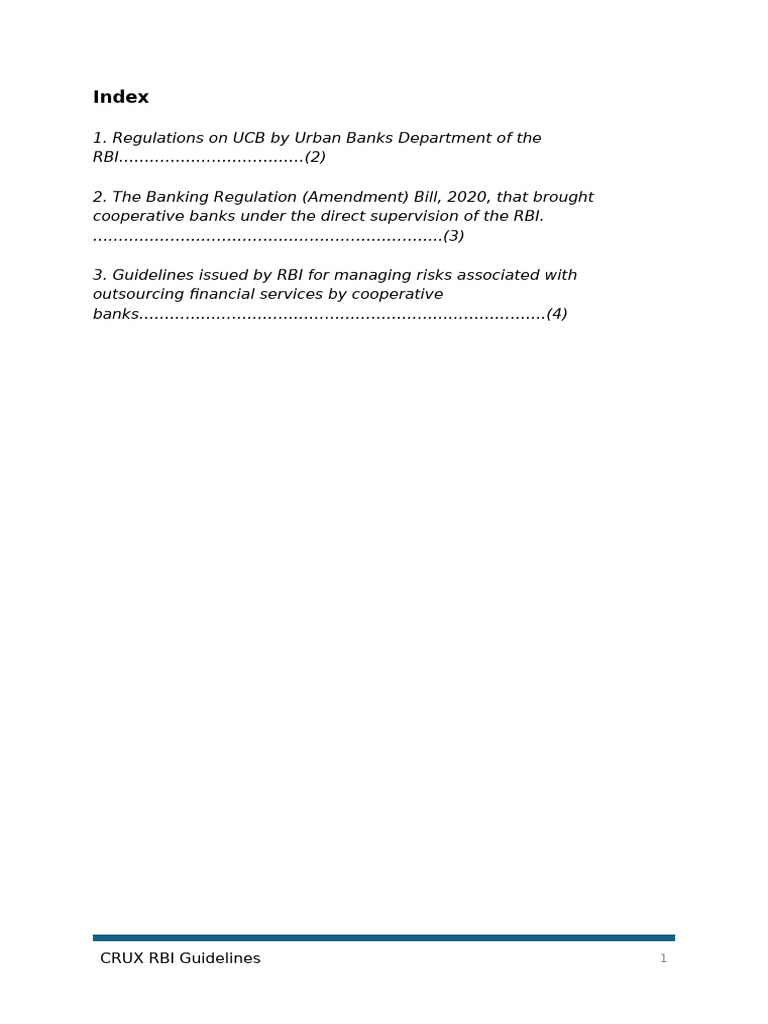Crux_RBI_Regulation_CoOBank_ | PDF | Reserve Bank Of India | Banks