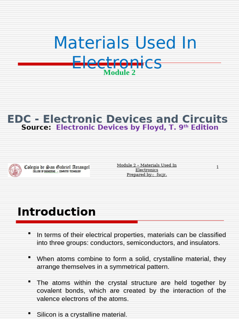 Materials in Electronics: Conductors, Insulators, Semiconductors | PDF ...