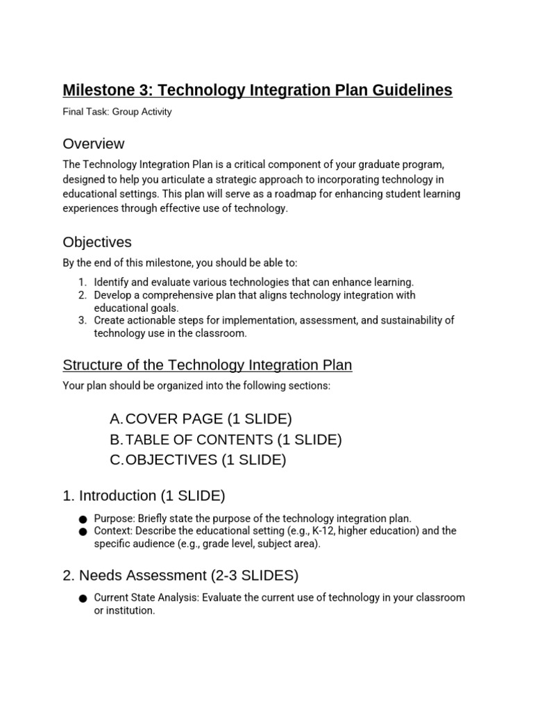 DR. CANTILLANG - Milestone 3 - Technology Integration Plan Guidelines | PDF | Cognition ...