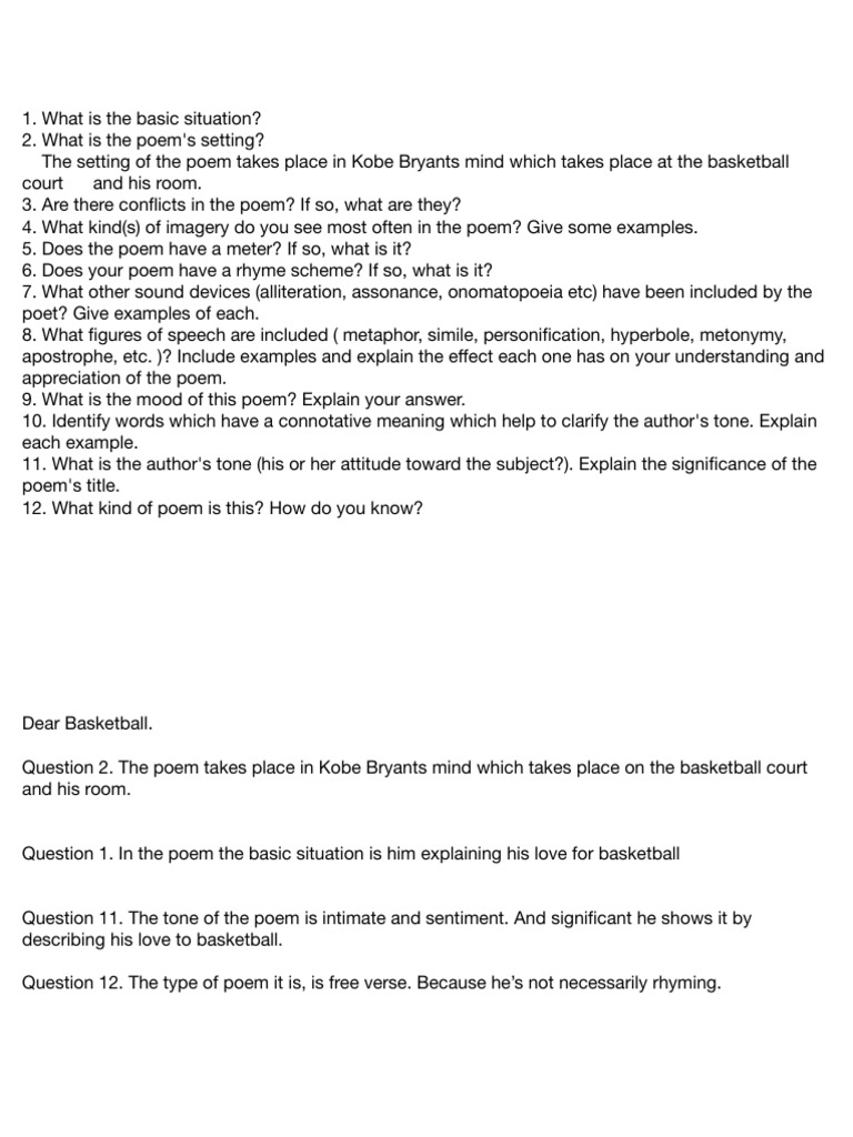 Poetry Analysis for Basketball Fans | PDF