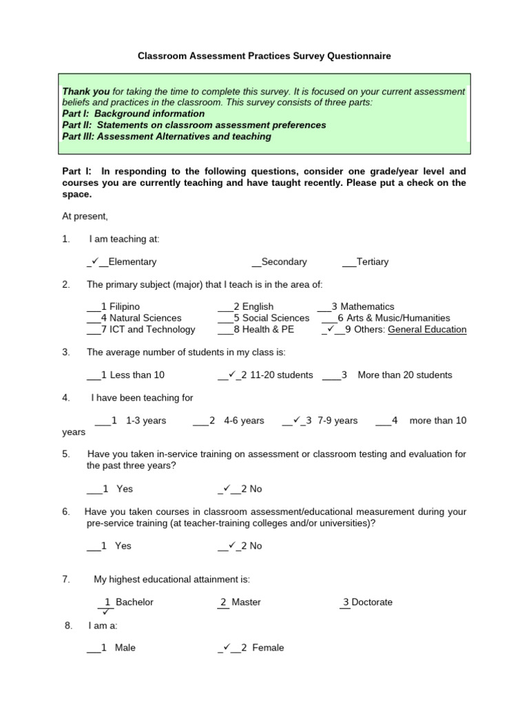 GED 104 Survey (2) | PDF | Educational Assessment | Cognitive Science