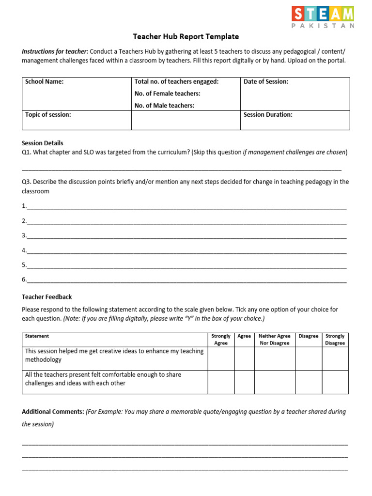 Teachers Hub Reporting Template 2023 Dyhtru | PDF | Teachers | Pedagogy