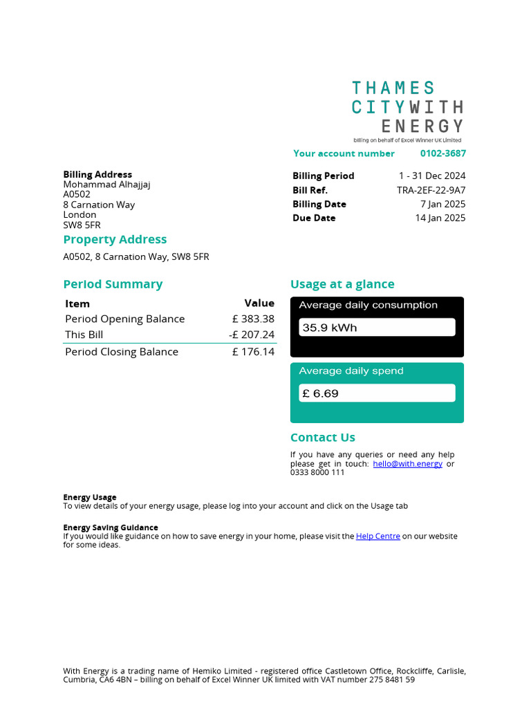 December Heating Bill 4 | PDF | Value Added Tax | Physical Quantities