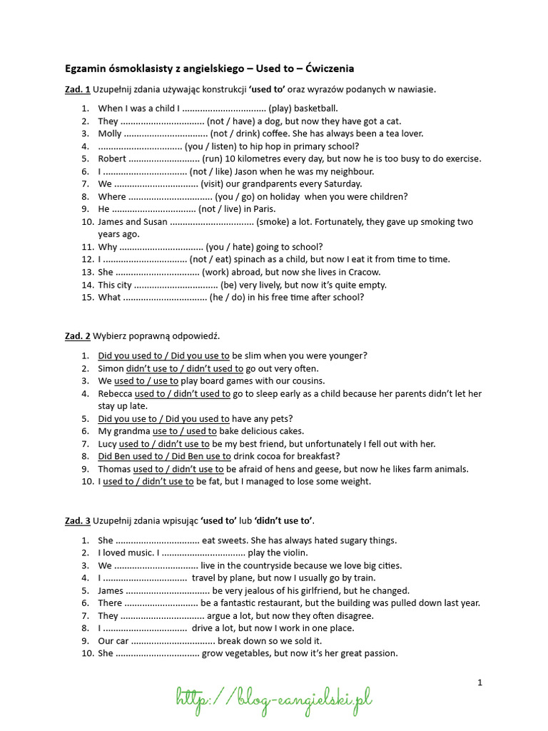 I Used-to-Cwiczenia | PDF