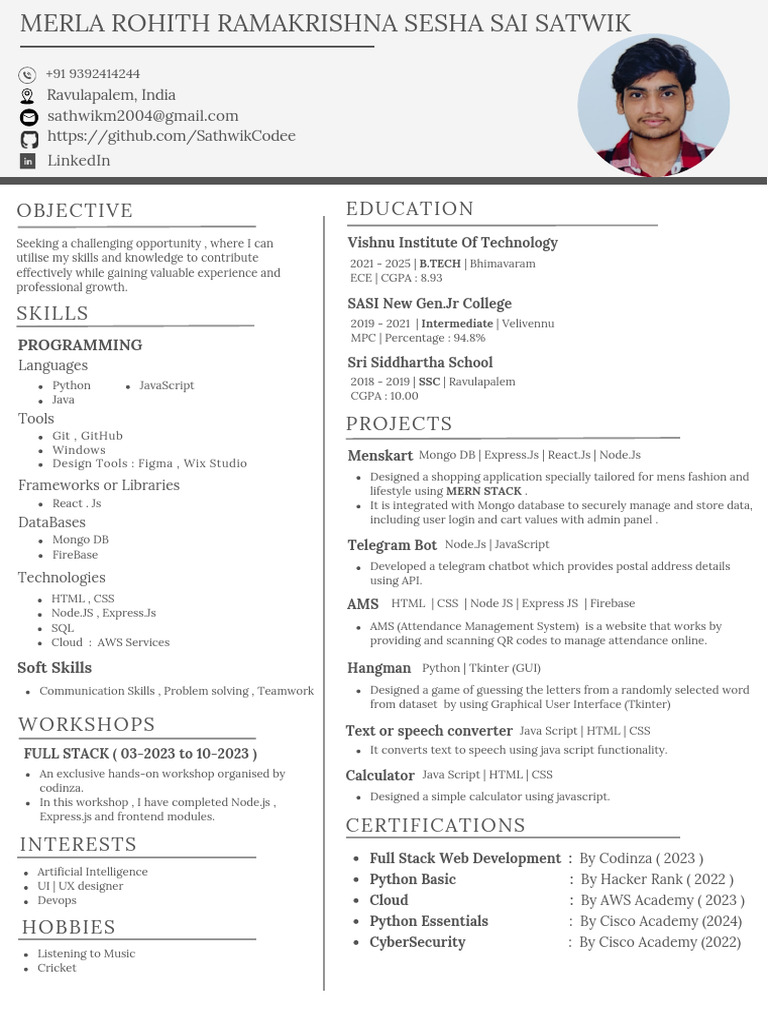 NewResume_21pa1a04a3 | PDF | Java Script | Python (Programming Language)