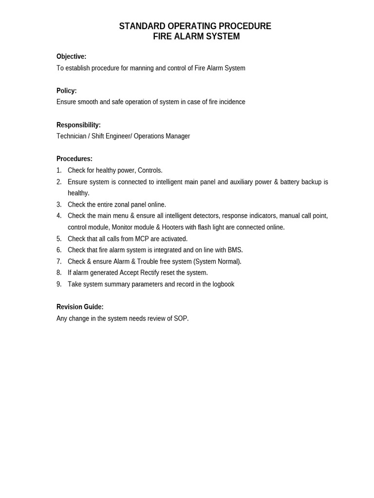 SOP Fire Alarm System | PDF