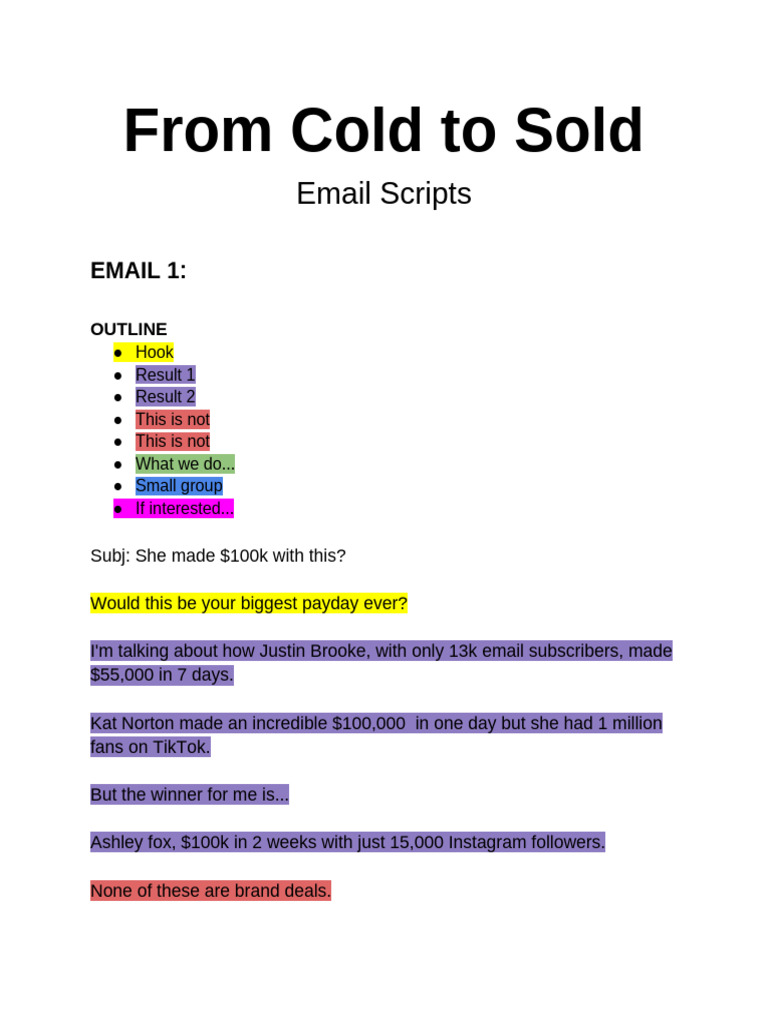 05-From Cold To Sold Email Scripts | PDF