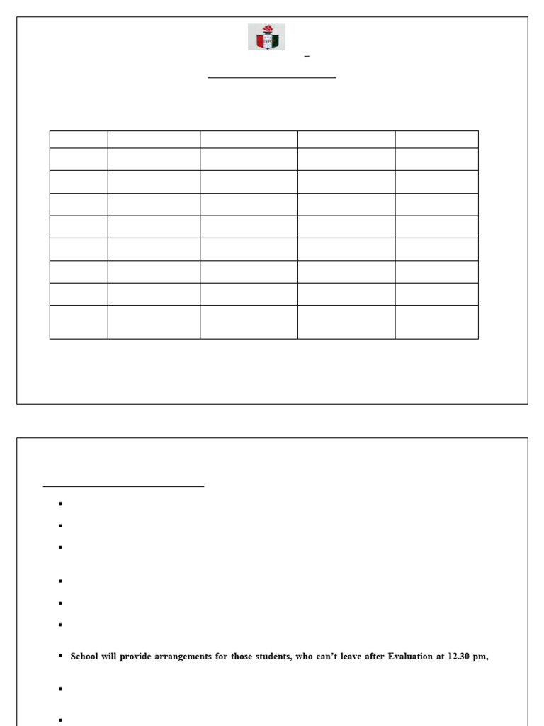 DATE_SHEET-GRADE-5_to_8-EV2 | PDF