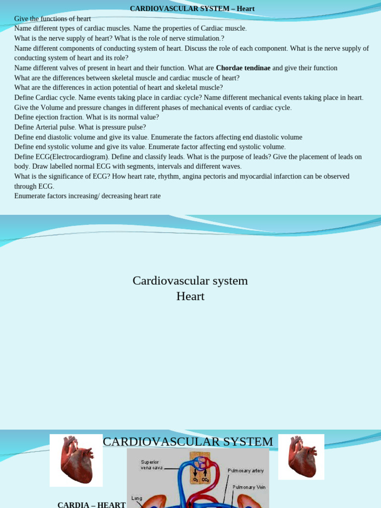 CVS Heart & Circulation | PDF | Diastole | Blood Pressure