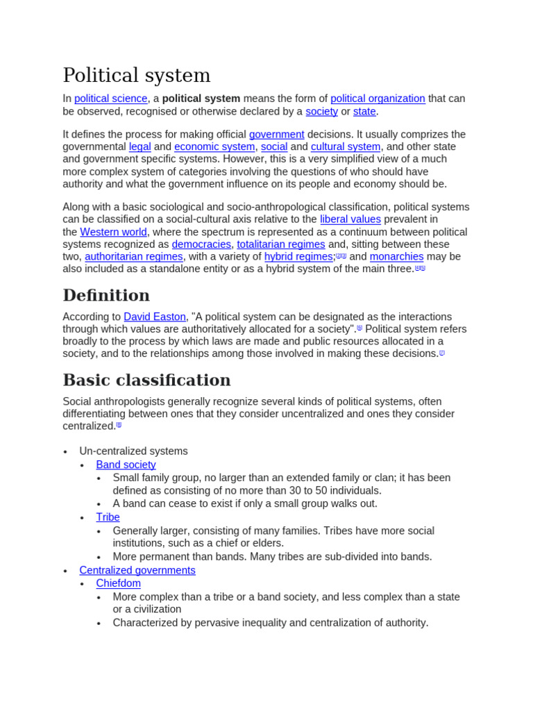 political system (1) | PDF | Political Systems | Authoritarianism