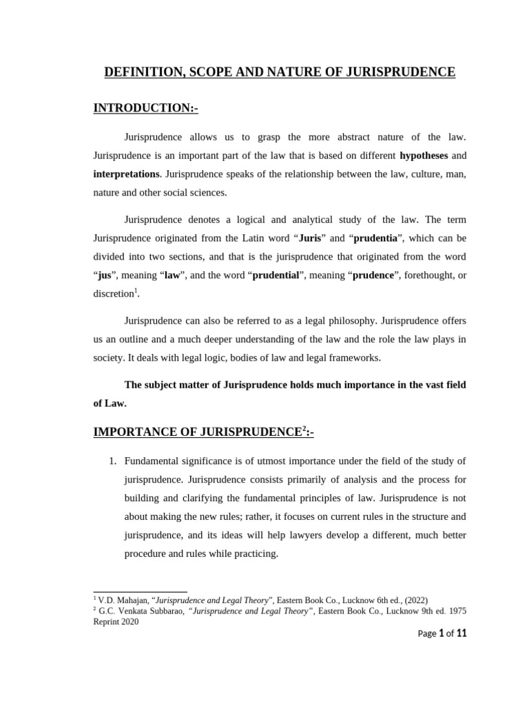 Understanding Jurisprudence: Definition & Importance | PDF ...
