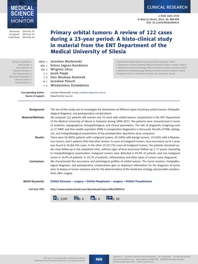 Klasifikasi Tumor Orbita | PDF | Neoplasms | Pathology