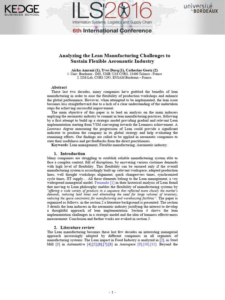 Lean Manufacturing in Aeronautics Challenges | PDF | Lean Manufacturing ...