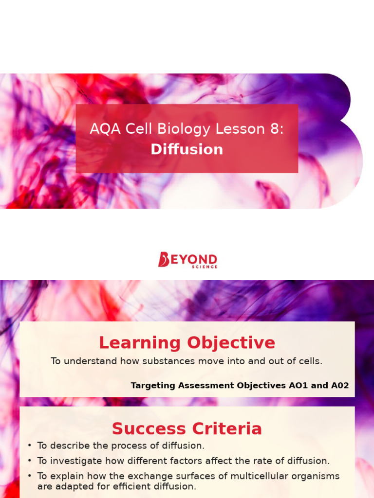 AQA Cell Biology Lesson 8 Diffusion PowerPoint | PDF | Diffusion | Applied And Interdisciplinary ...