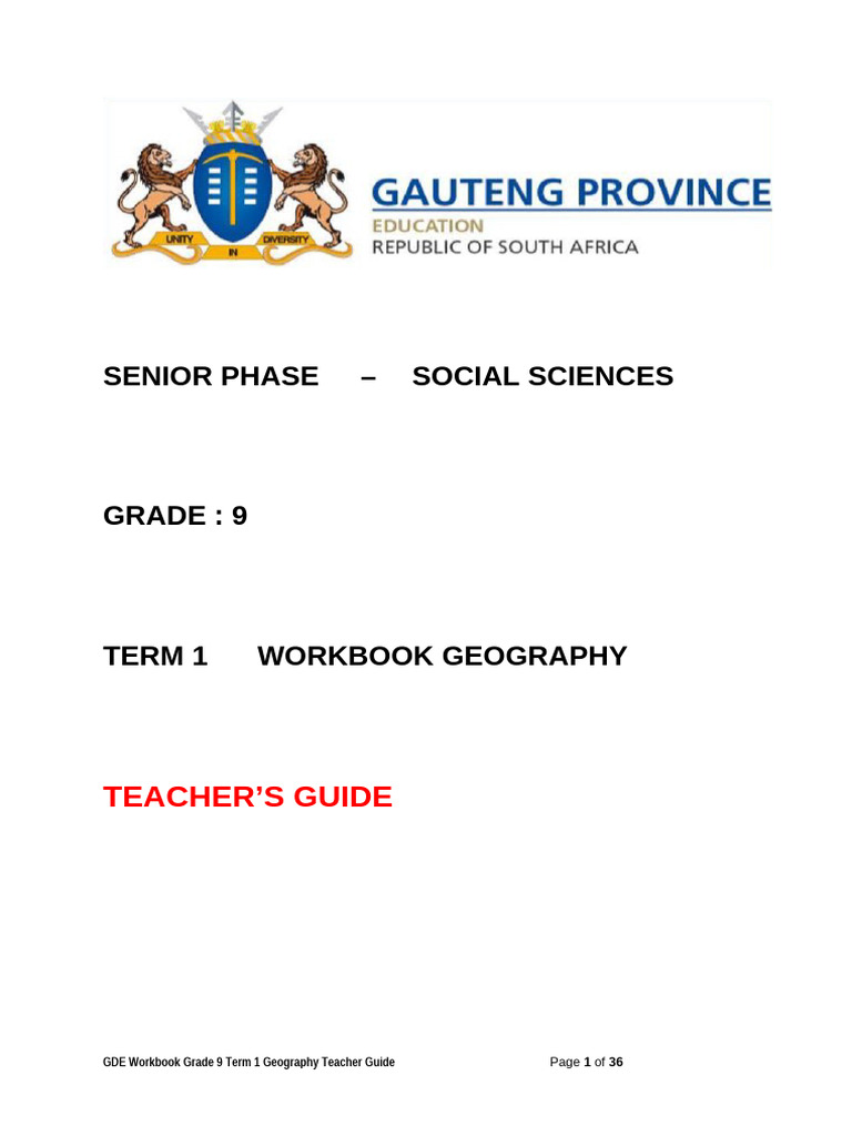 Gde Ss Geography GR 9 Term 1 Workbook TG | PDF | Contour Line | Latitude