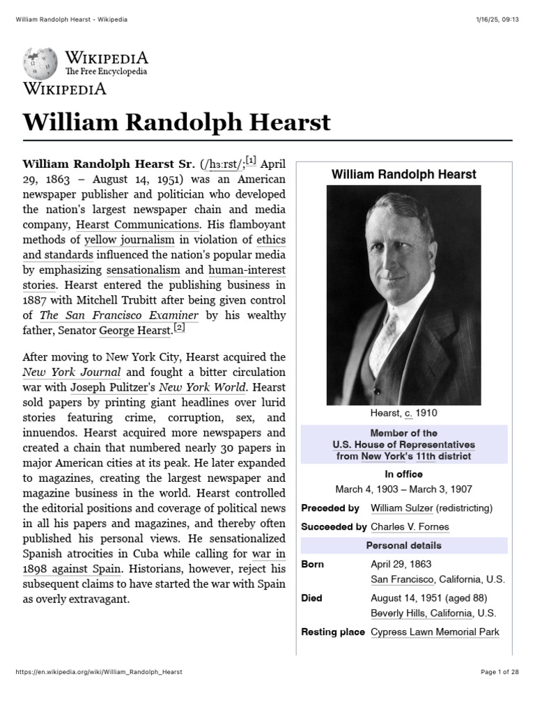 William Randolph Hearst - Wikipedia | PDF