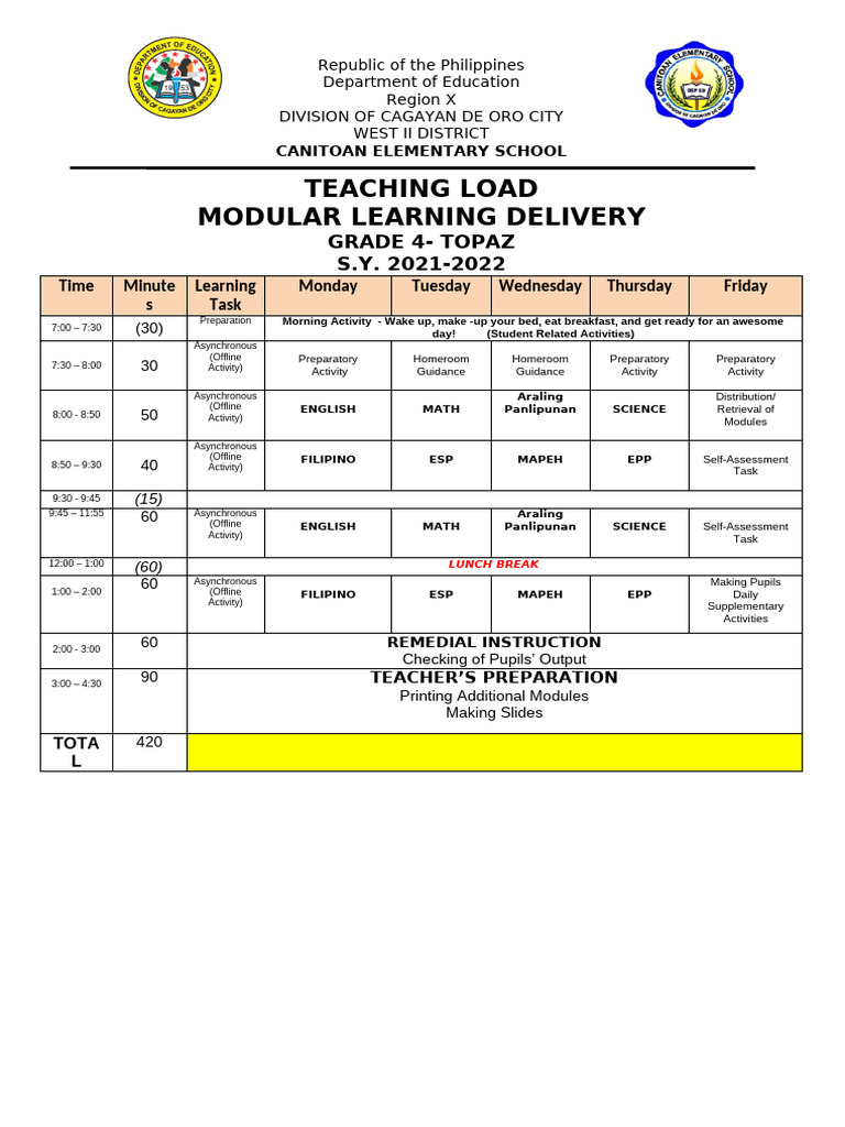Teaching Load Estrada | PDF | Schools | Teaching