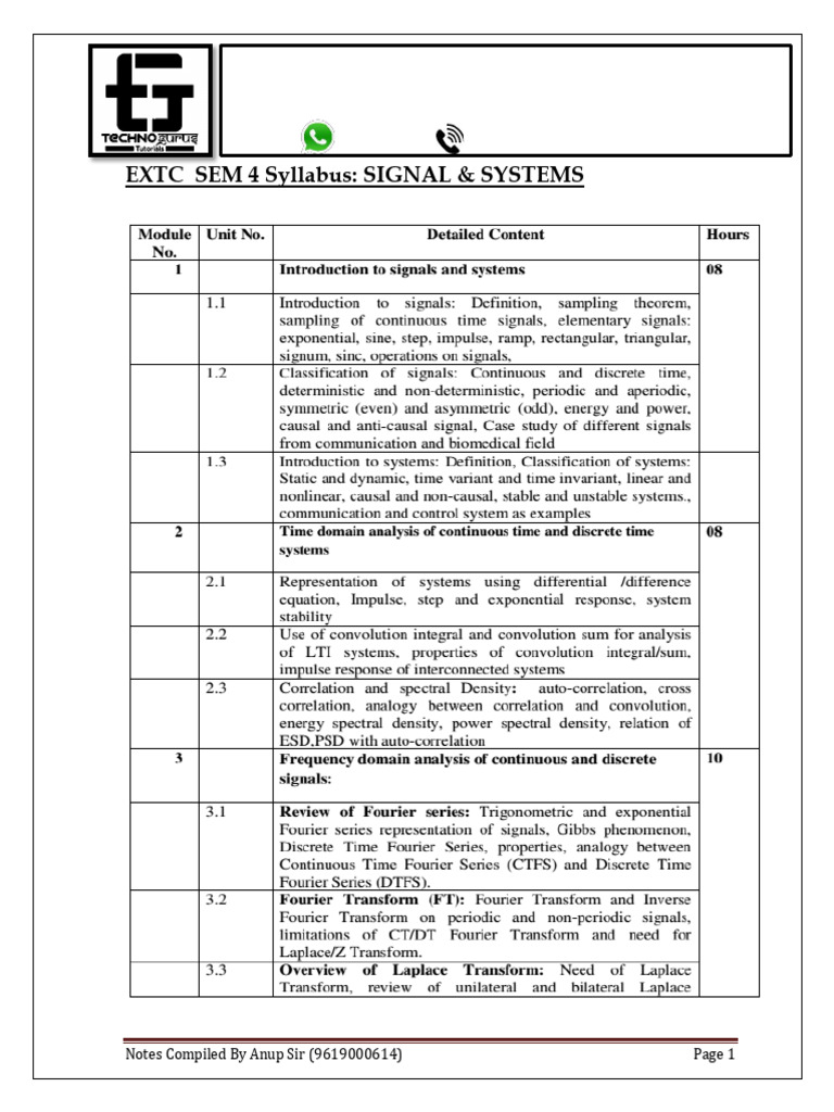 Signal System Notes Final TGT | PDF | Discrete Time And Continuous Time ...
