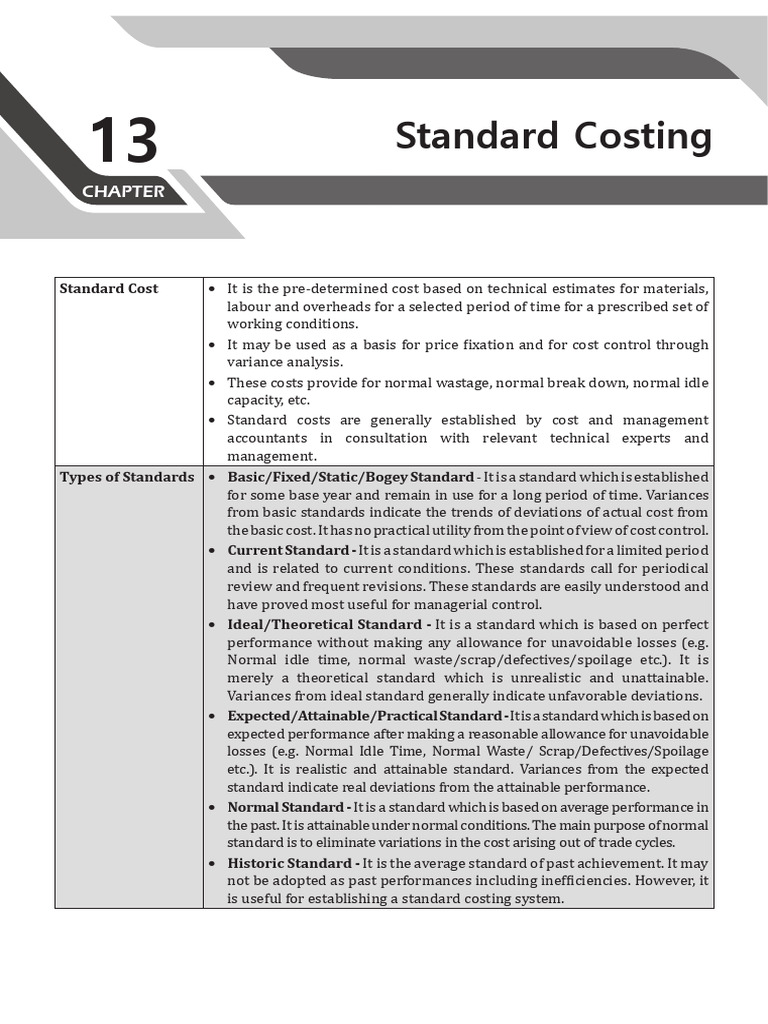 Standard Costing | PDF | Cost Accounting | Labour Economics