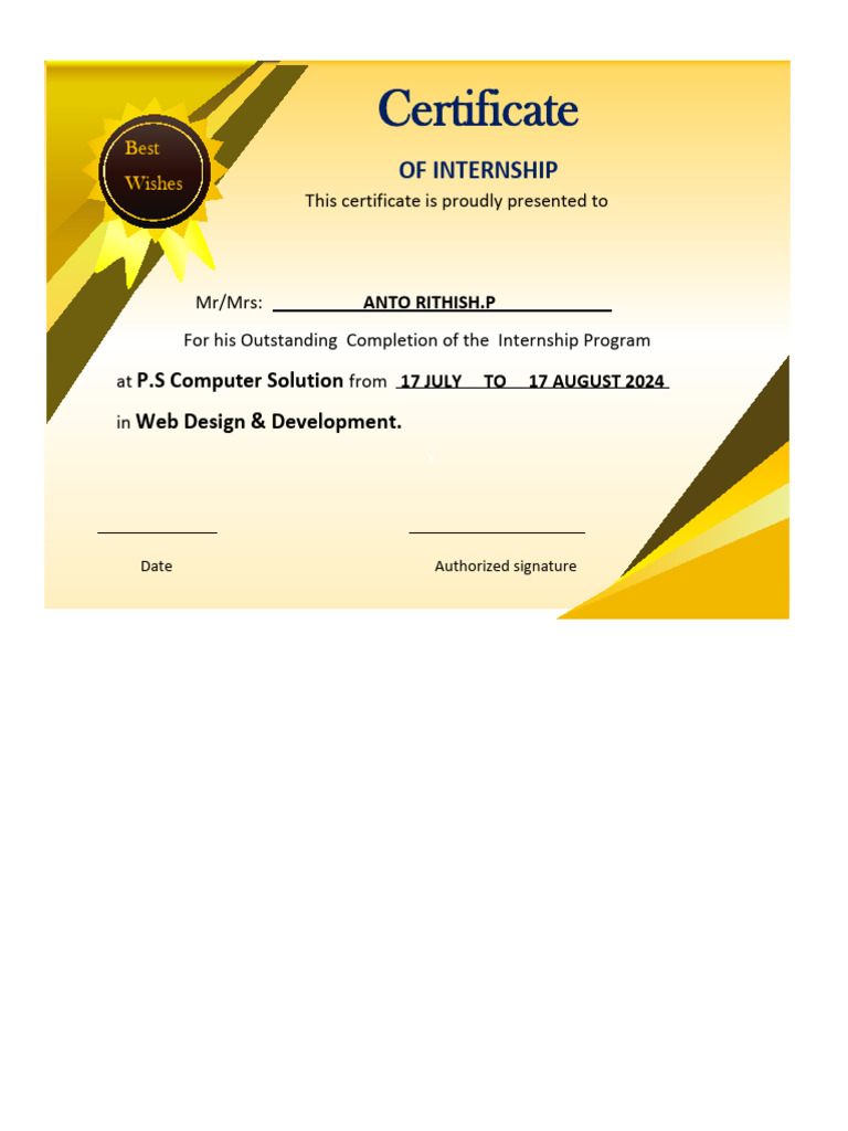 Intern Certificate | PDF