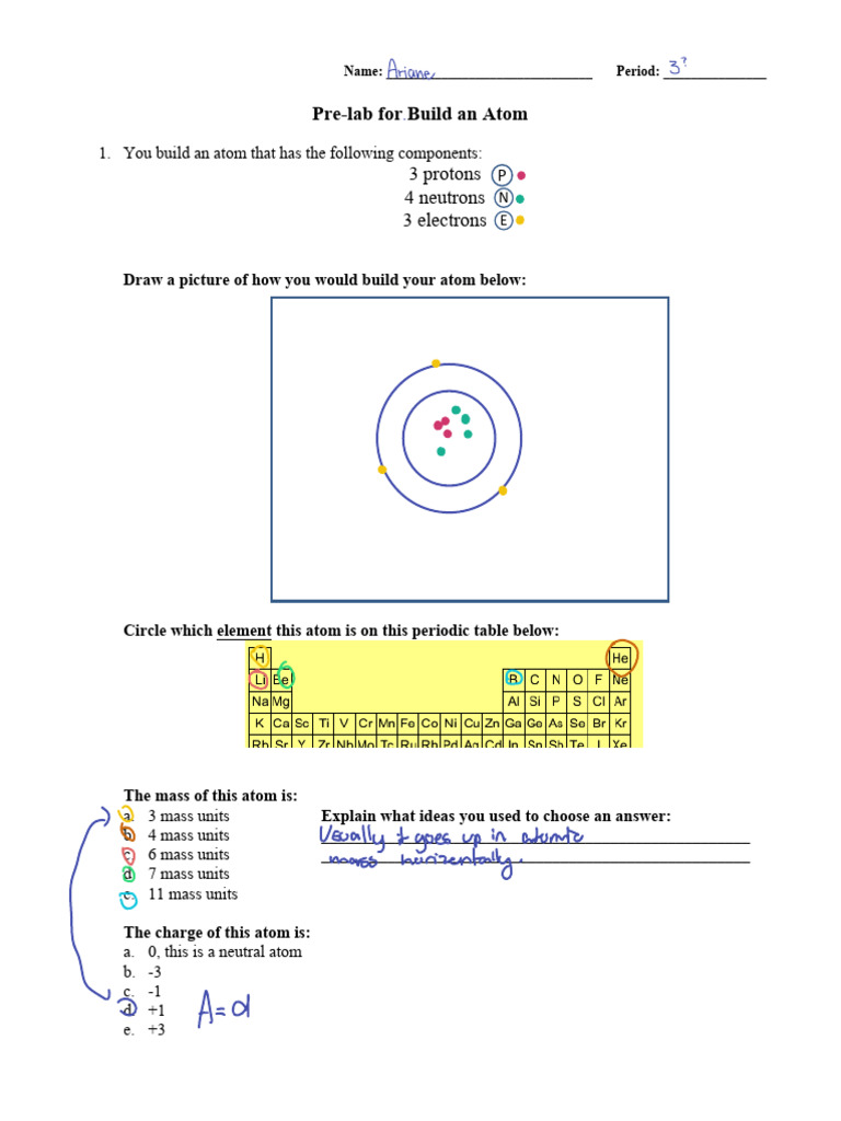 Build An Atom Worksheet | PDF | Atoms | Proton