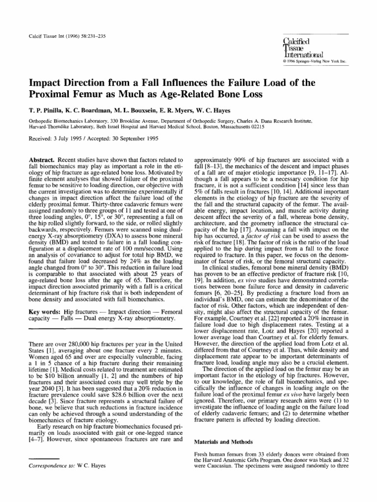 1996. Impact direction from a fall inﬂuences the failure load of the ...