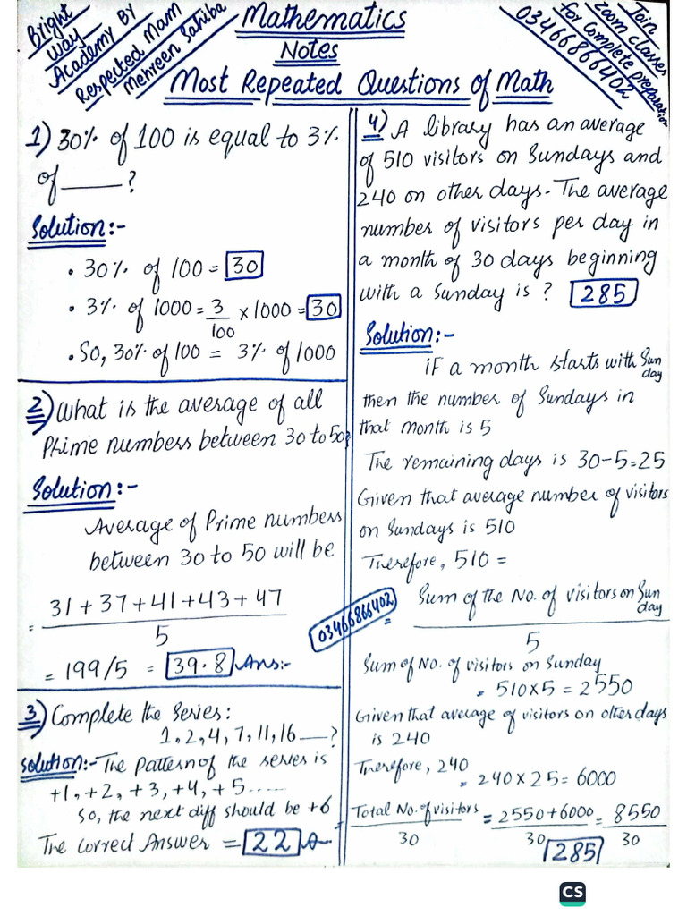 Most Important Questions of Maths | PDF