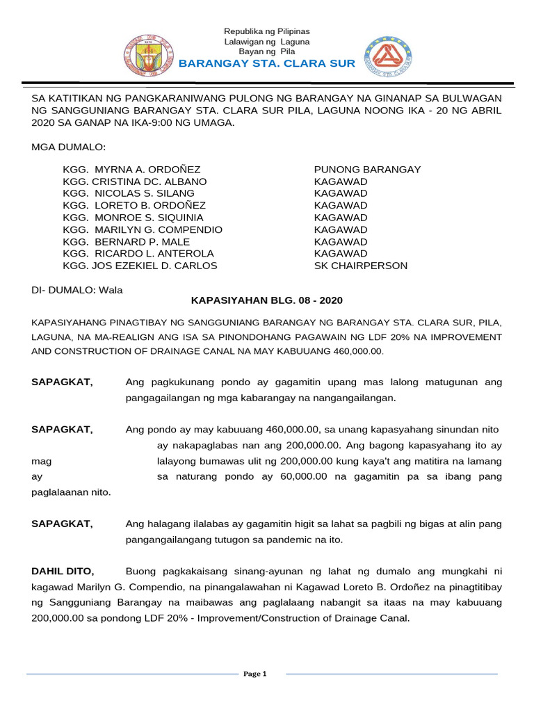 KAPASIYAHAN 2nd For LDF - RE-ALIAGNEMENT For COVID 19 | PDF