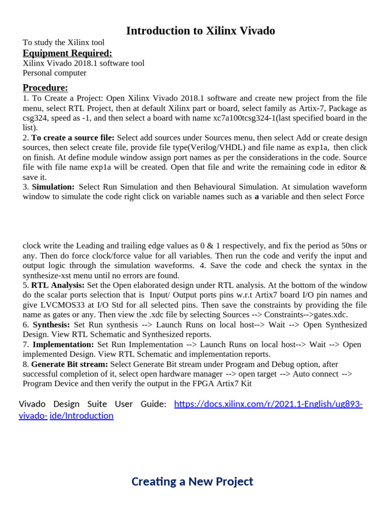 Introduction To Xilinx Vivado Pdf Field Programmable Gate Array