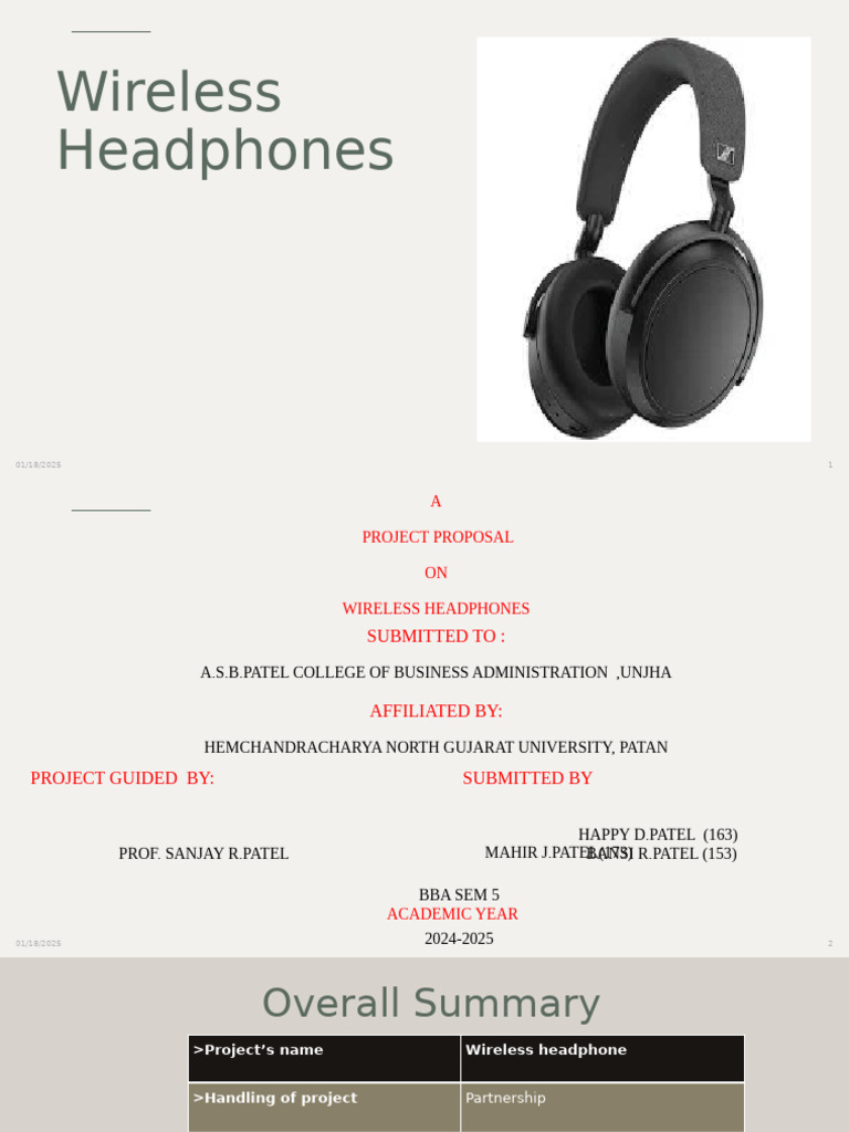 Wireless headphone ppt [1] | PDF | Expense | Headphones