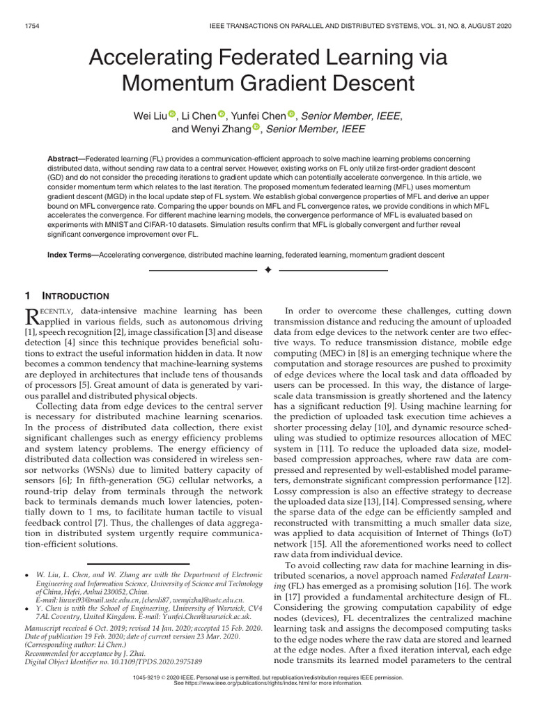Accelerating_Federated_Learning_via_Momentum_Gradient_Descent | PDF | Applied Mathematics