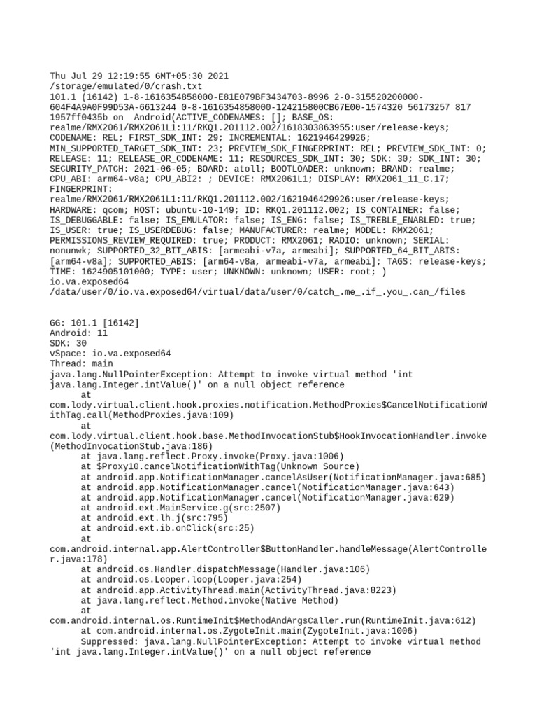 Crash | PDF | Java (Programming Language) | Operating System Technology