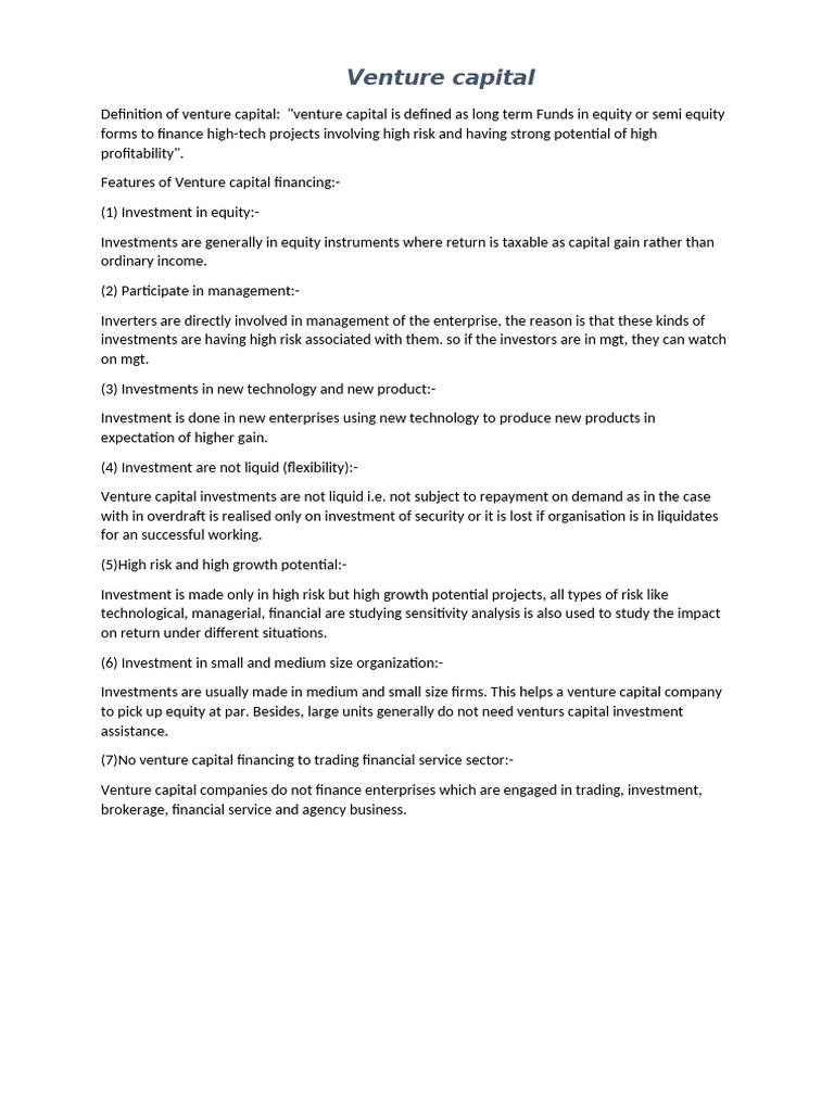 Venture Capital | PDF | Corporate Finance | Venture Capital