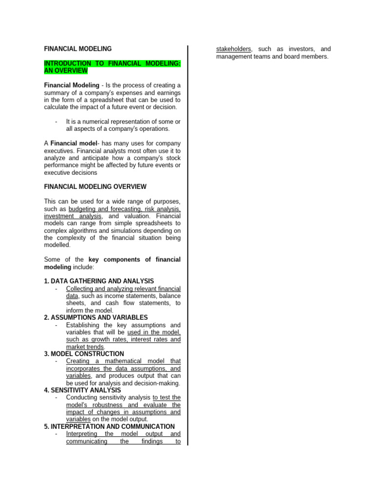 FINANCIAL MODELING | PDF