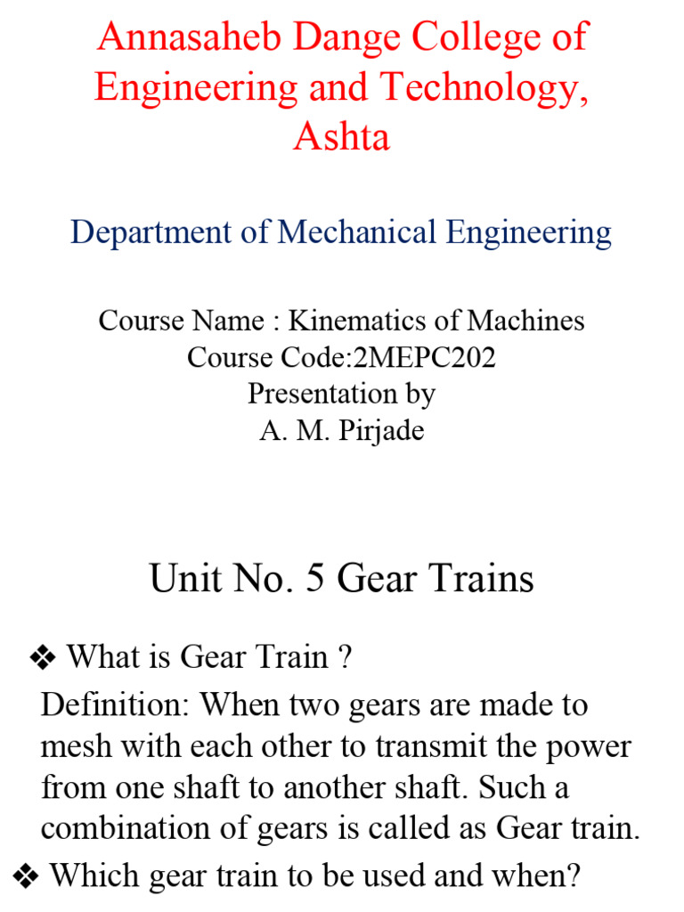 5TH | PDF | Gear | Motion (Physics)