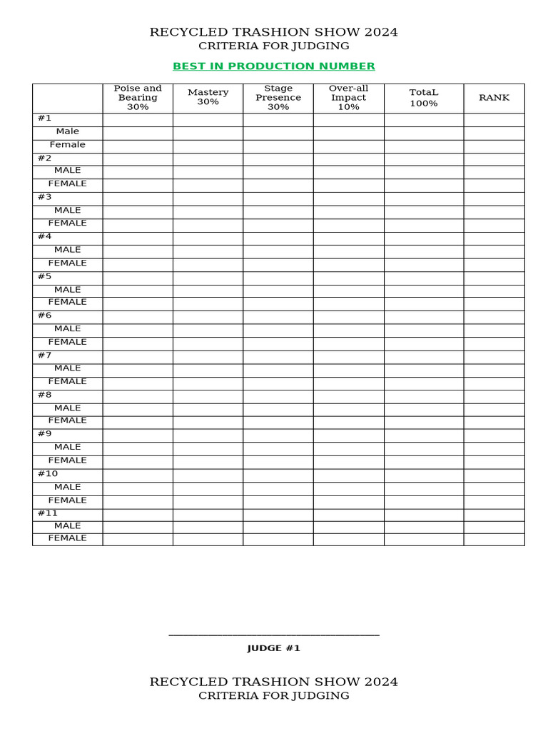 judges score sheet | PDF