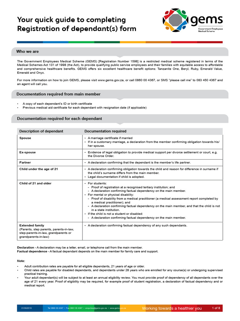6635 Gems Addition of Dependants - P2 | PDF | Medicine | Medical Diagnosis