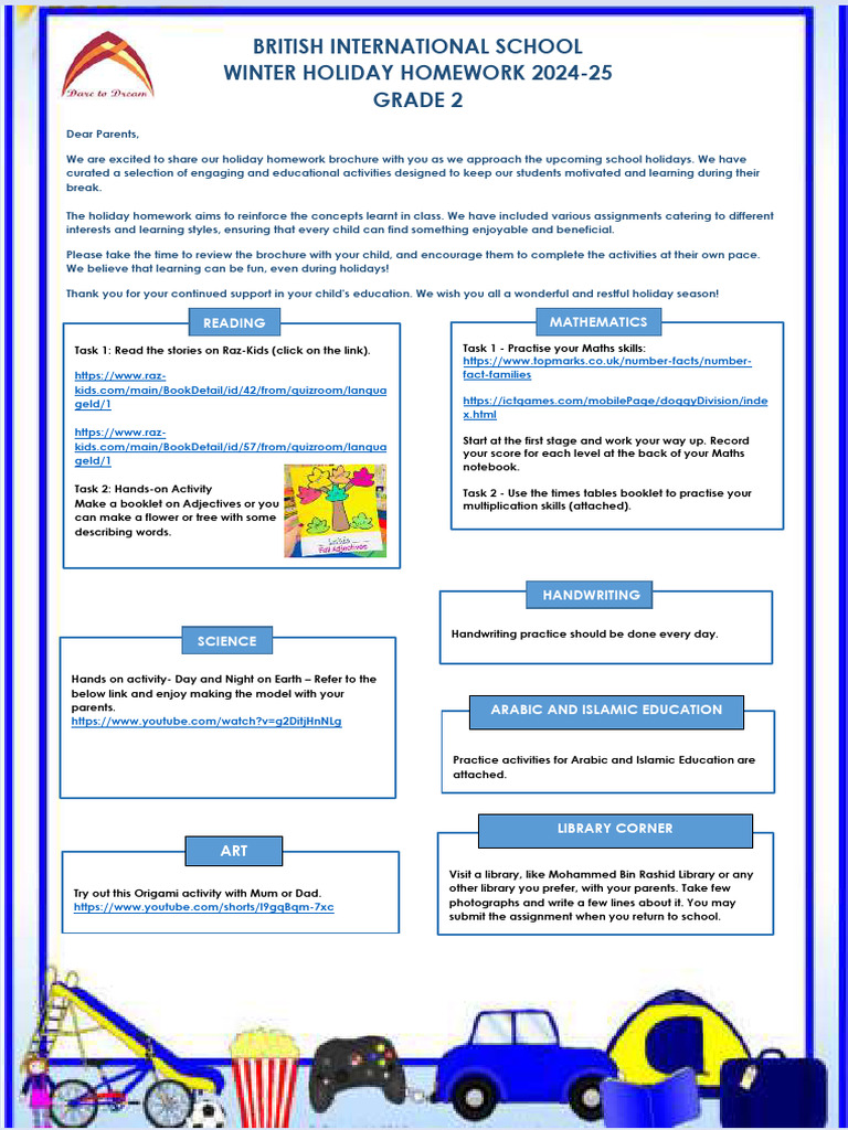 Grade 2 Winter Holiday Homework 2024-25 | PDF | Homework