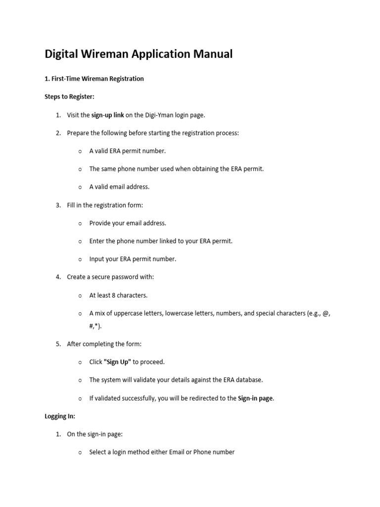 Digital Wireman Registration Guide | PDF | Password | Login