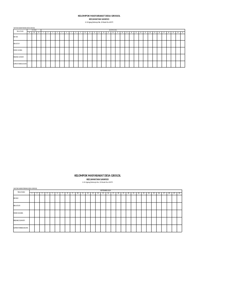 Template Absensi Pokmas | PDF