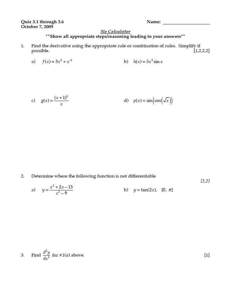 Old_test | PDF | Tangent | Derivative