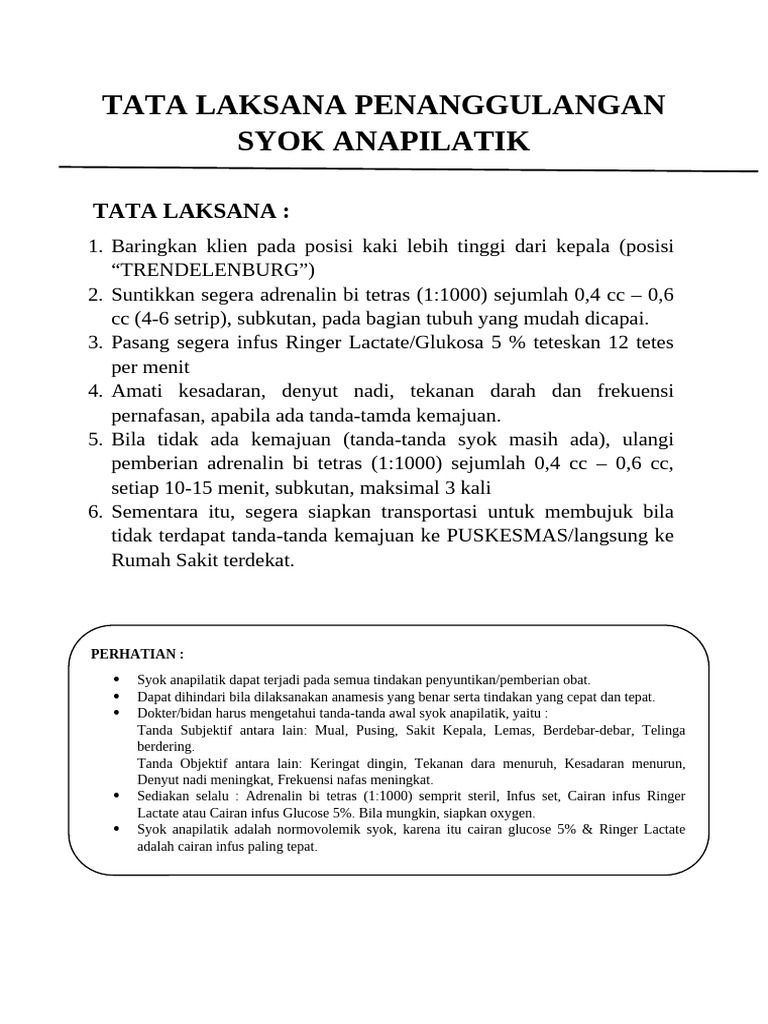 Tata Laksana Penanggulangan Syok Anapilatik | PDF