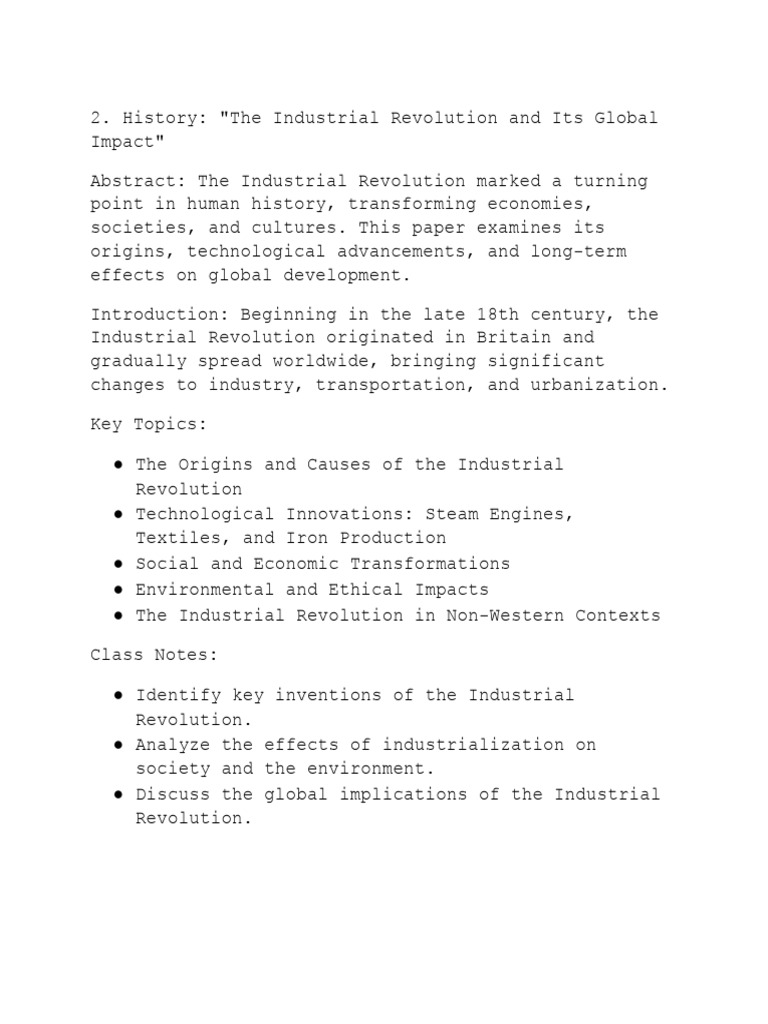 Industrial Revolution's Global Impact | PDF