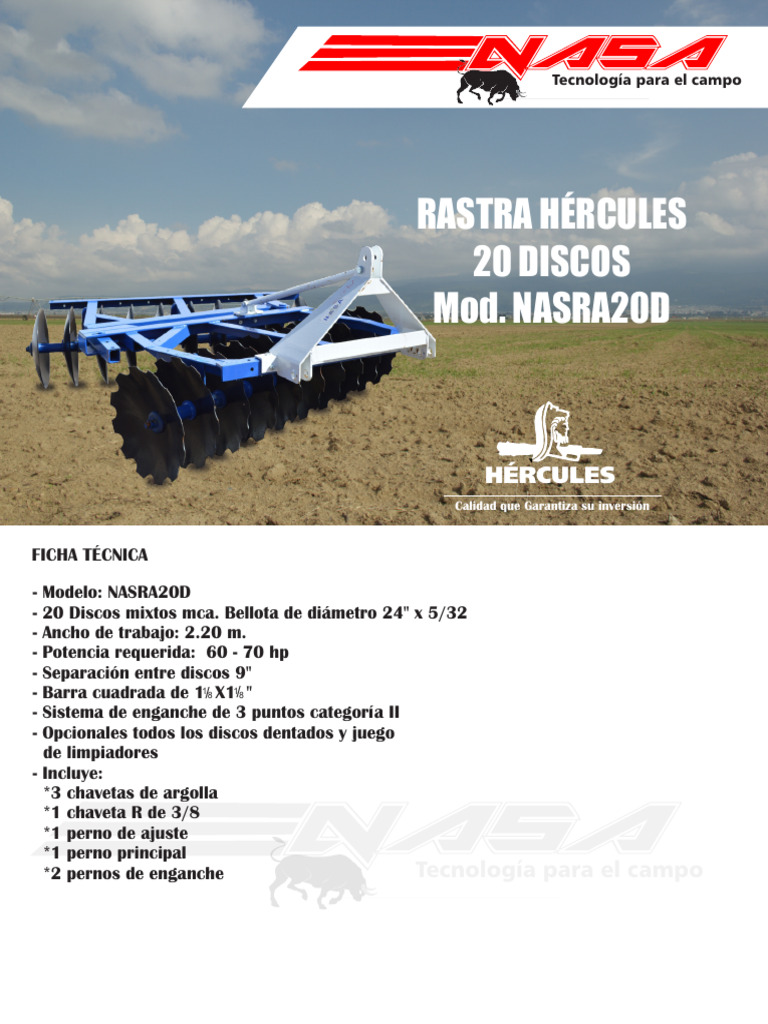 Rastra Hércules NASRA20D: Ficha Técnica | PDF